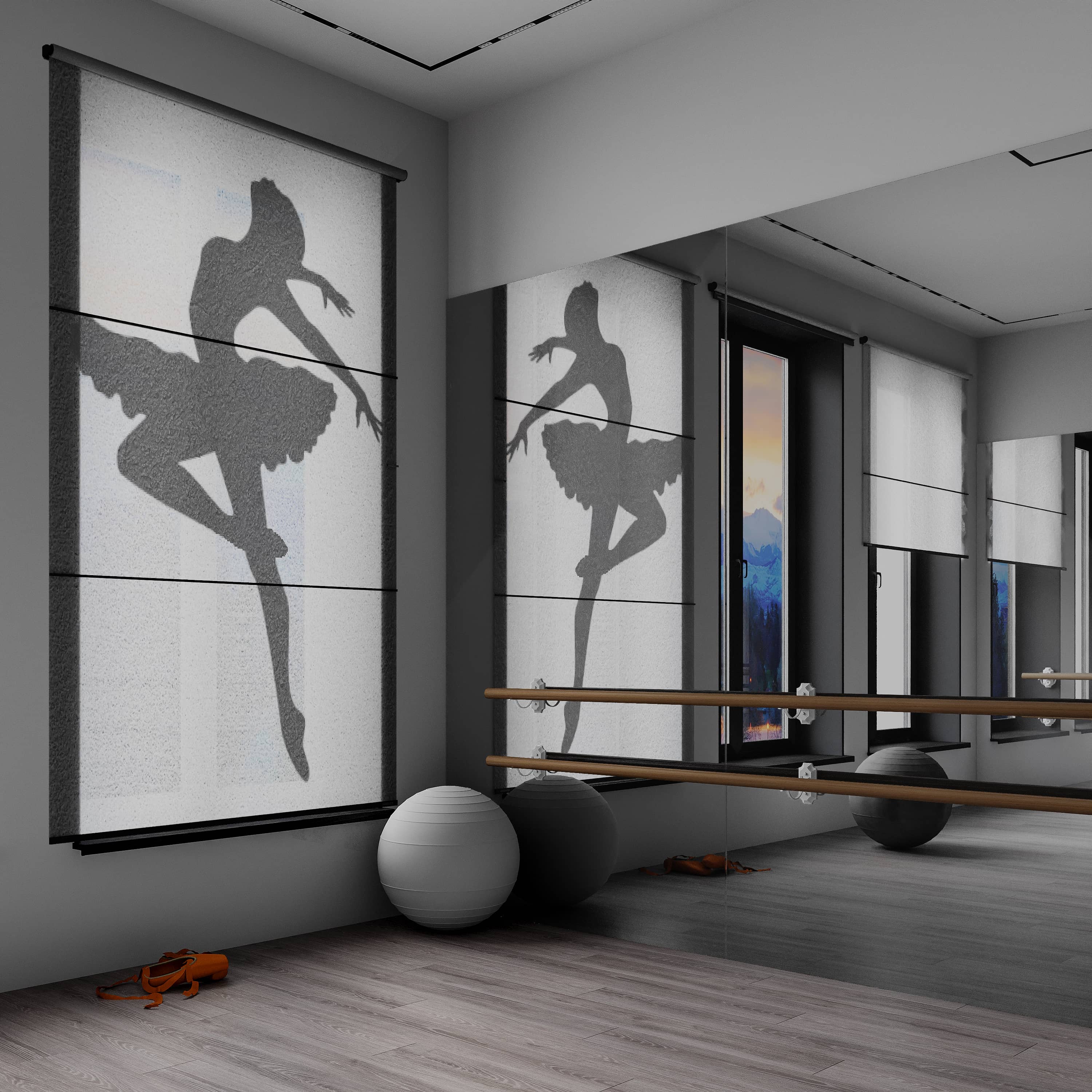 Custom printed curtains for Ballet Studio