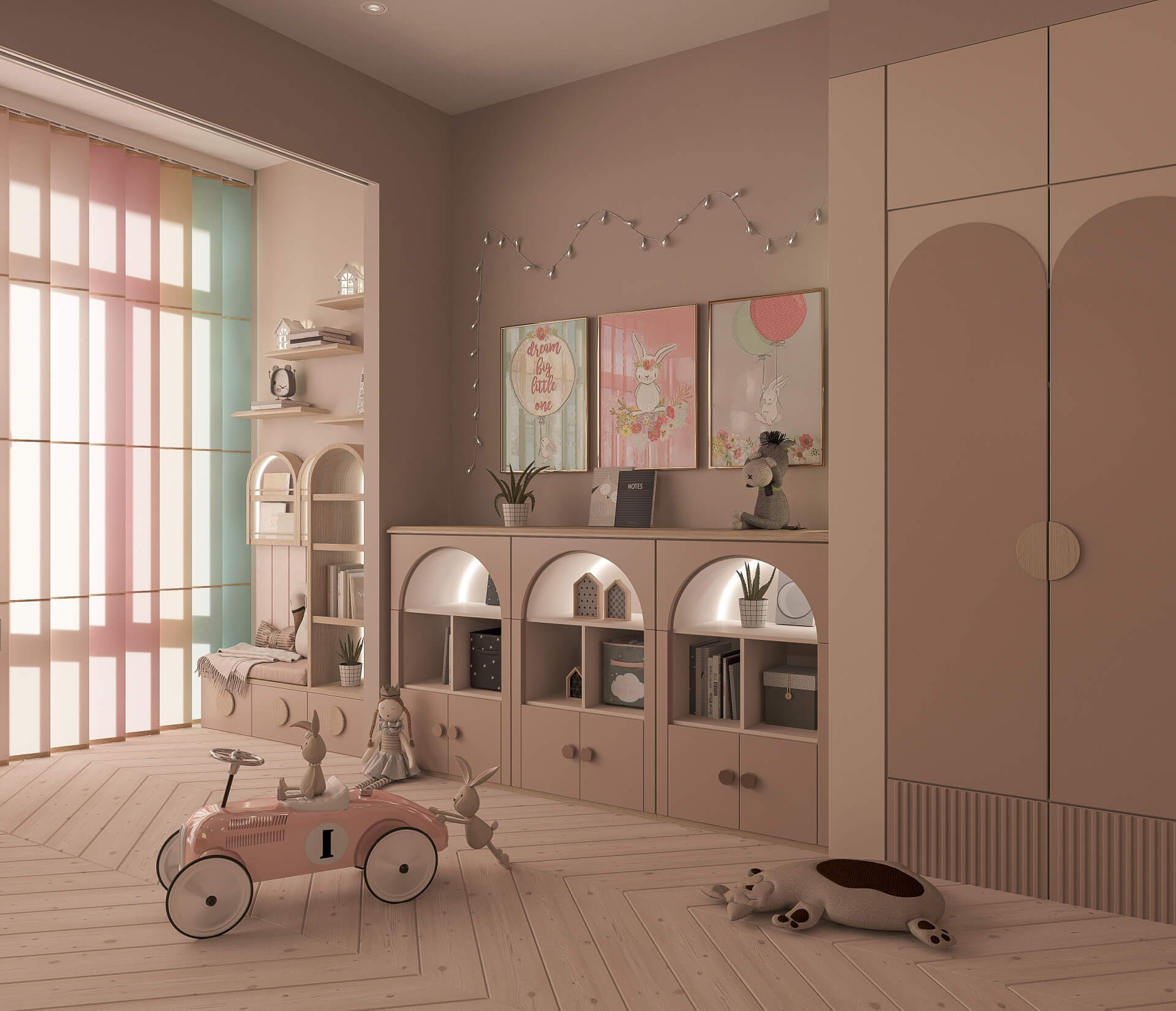 Сhildren's room with colored slats